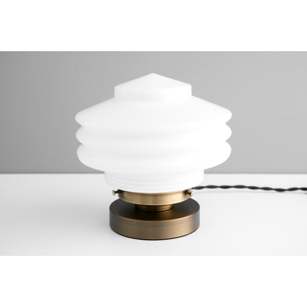 Mercer41 Salzburg Plug-in Table Lamp with an Opal Art Deco Shade | Wayfair